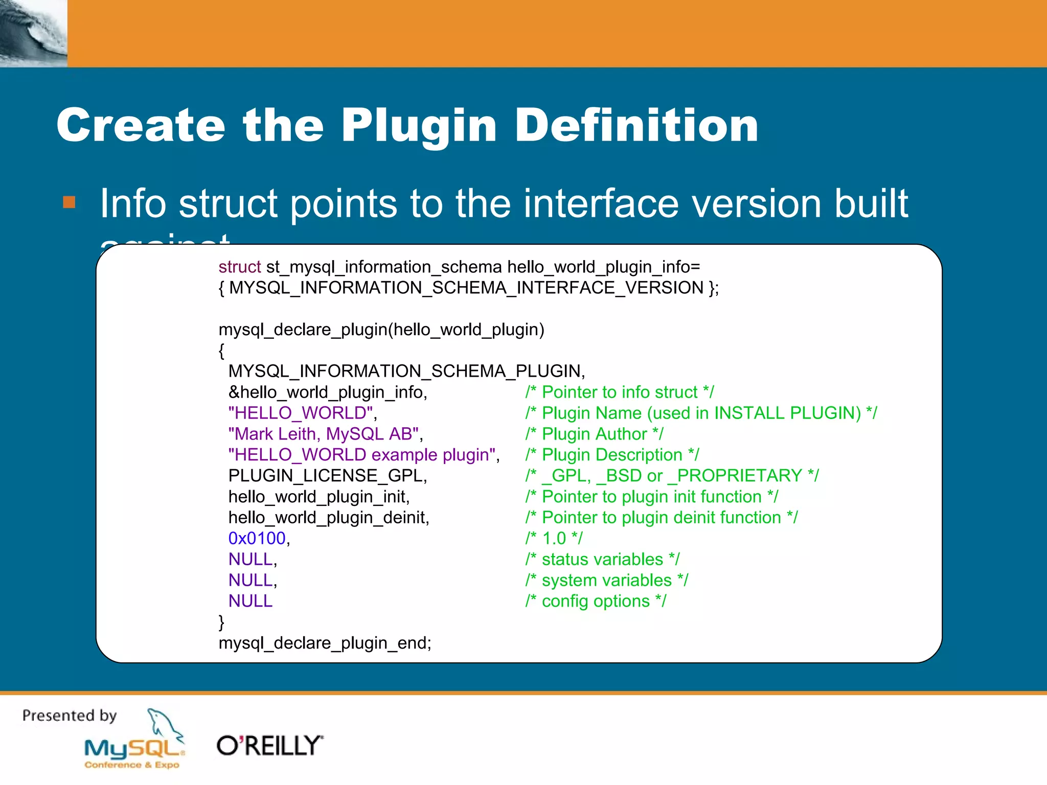Developing Information Schema Plugins | PPT