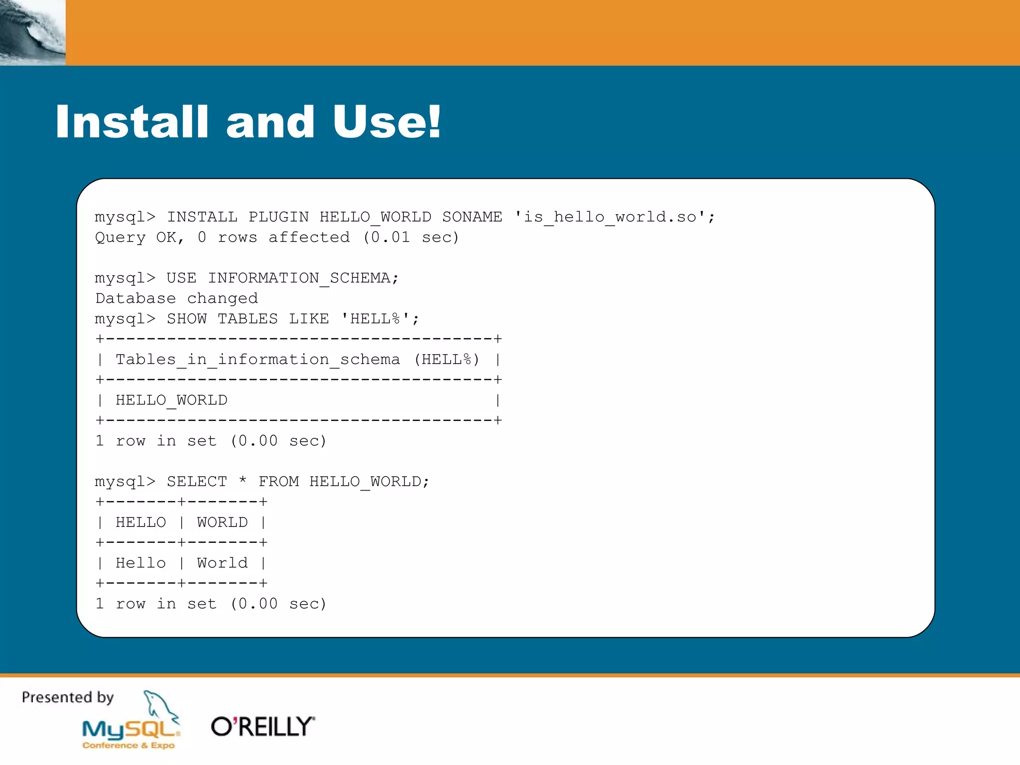 Developing Information Schema Plugins | PPT