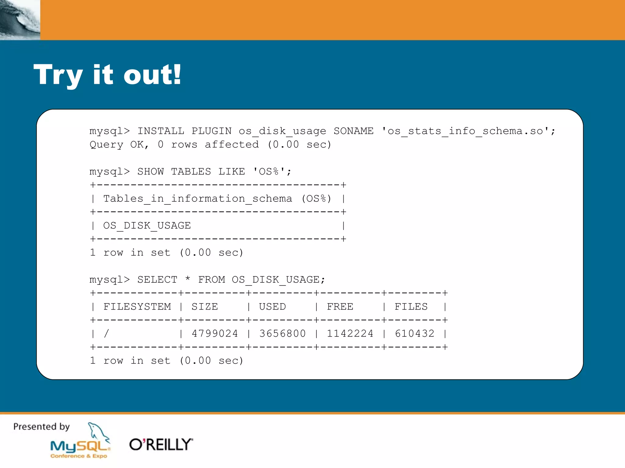 Developing Information Schema Plugins | PPT