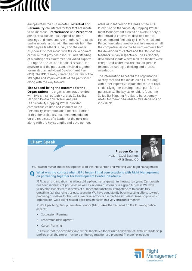 Case Study on 4P’s Framework to Develop Leaders By Right Management I…