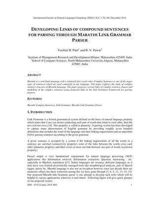 Developing links of compound sentences for parsing through marathi link grammar parser | PDF