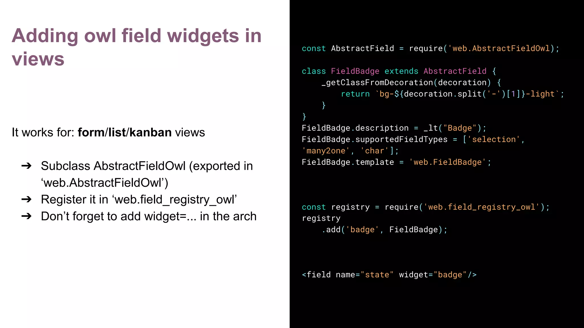 Developing New Widgets for your Views in Owl | PPTX
