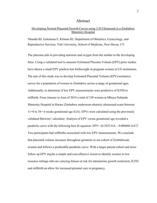 Developing normal placental growth curves using 2 d ultrasound in a ...