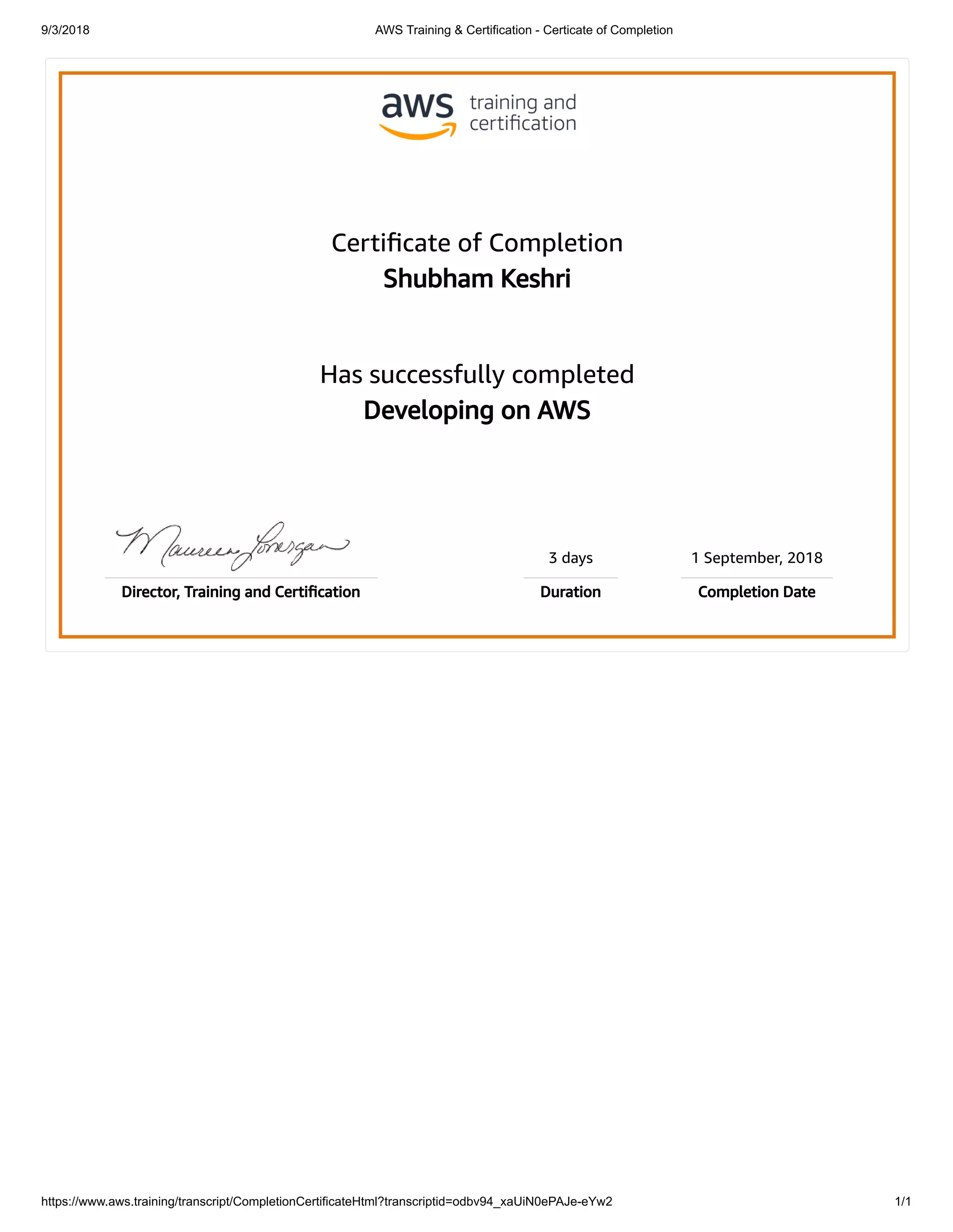 Developing on AWS certificate | PDF