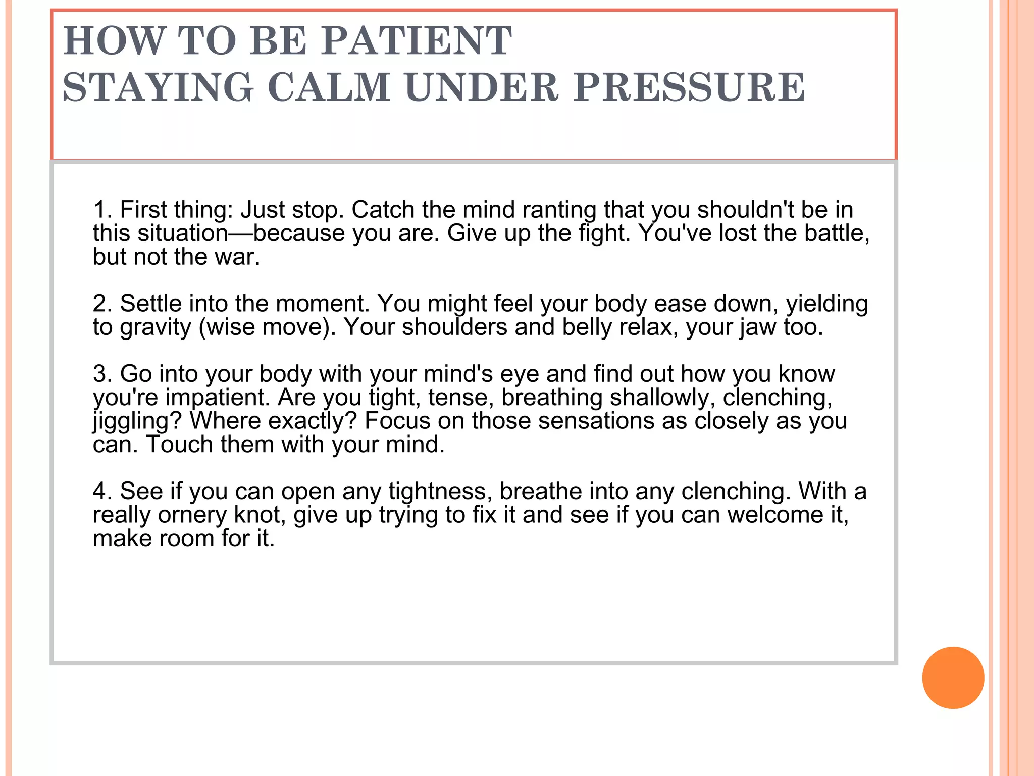 Developing patience because patience is a skill | PPT