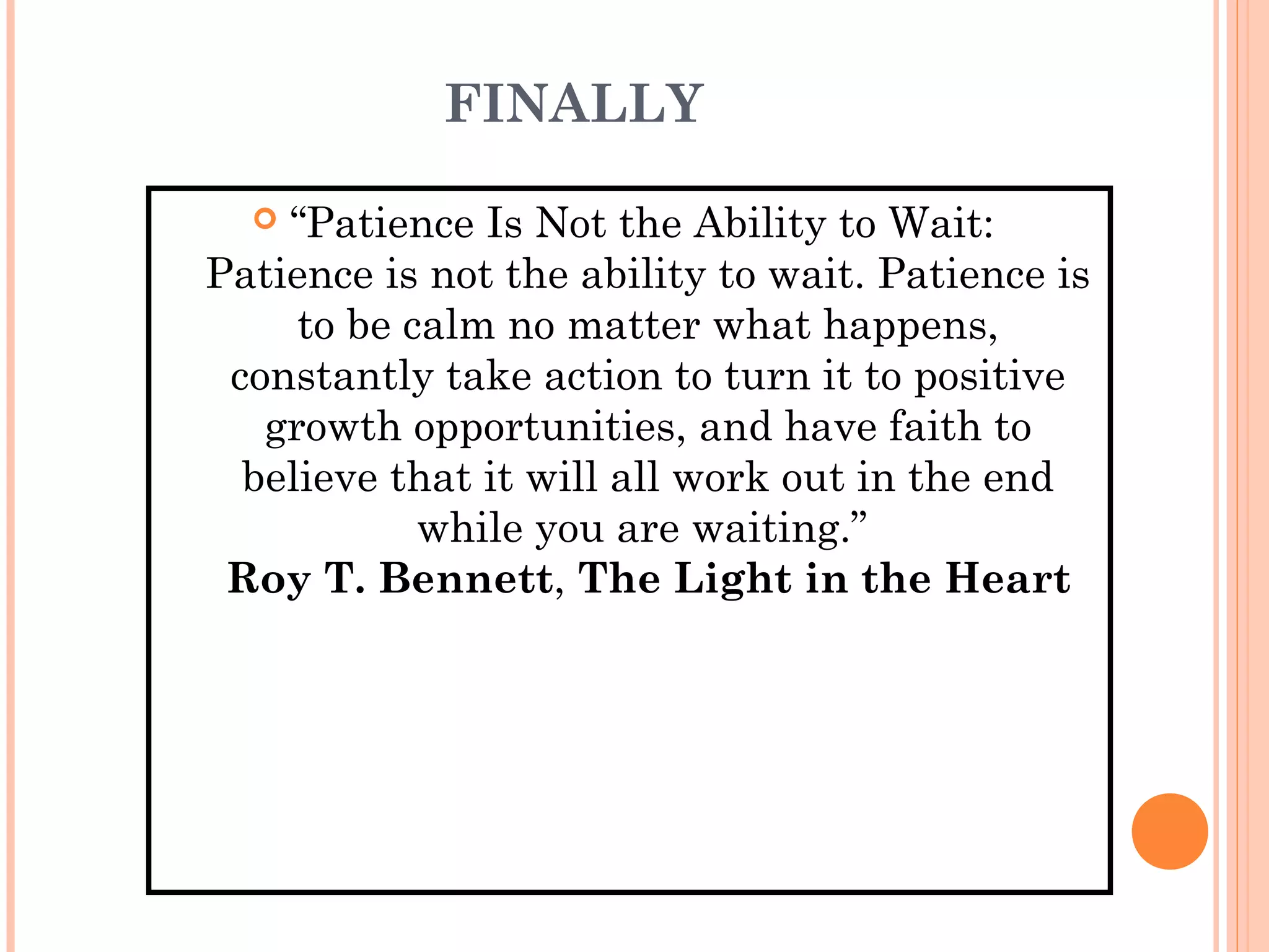 Developing patience because patience is a skill | PPT