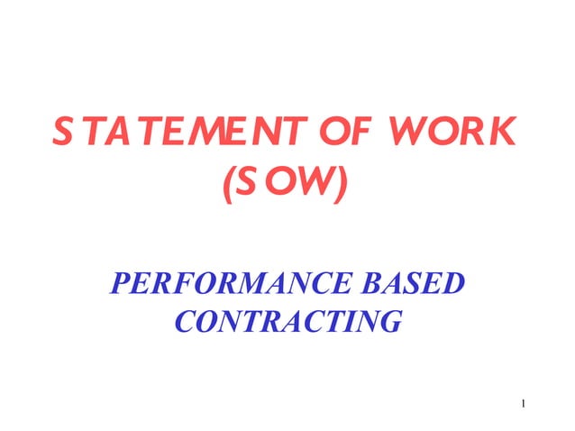 Developing Performance Based Work Statements | PPT