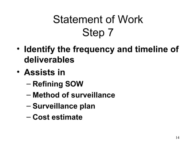 Developing Performance Based Work Statements | PPT