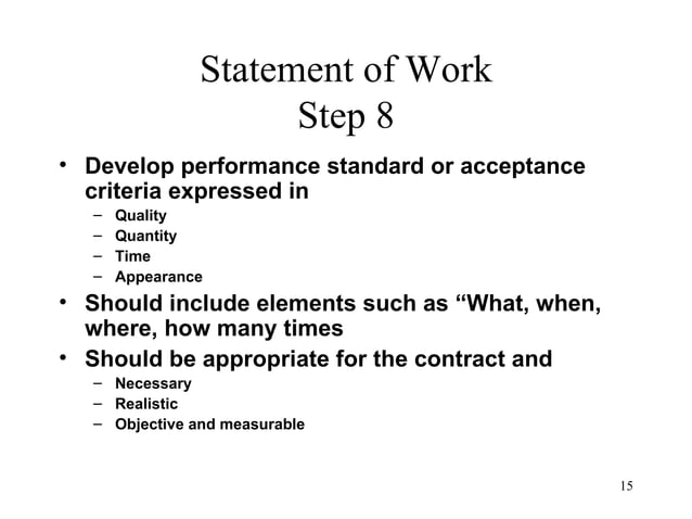 Developing Performance Based Work Statements | PPT