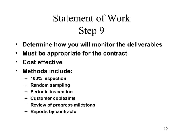 Developing Performance Based Work Statements | PPT