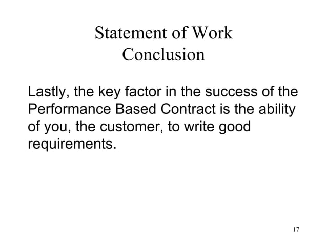 Developing Performance Based Work Statements | PPT