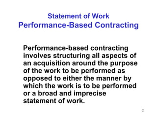 Developing Performance Based Work Statements | PPT