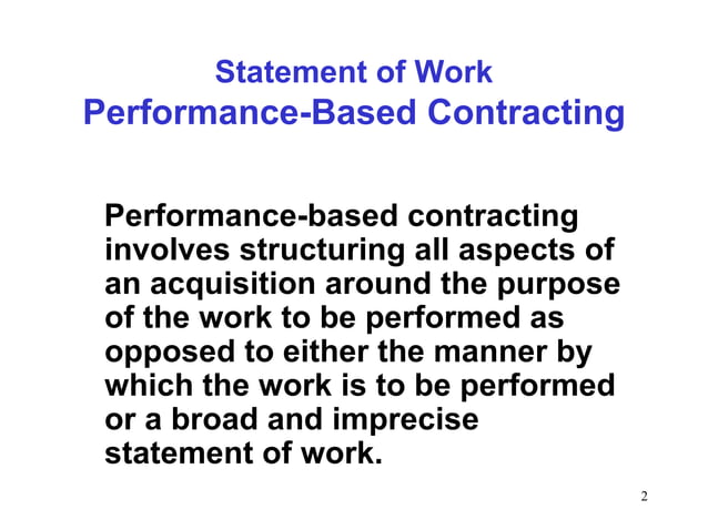 Developing Performance Based Work Statements | PPT