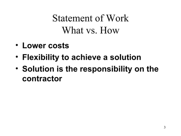 Developing Performance Based Work Statements | PPT