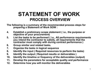 Developing Performance Based Work Statements | PPT