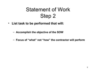Developing Performance Based Work Statements | PPT