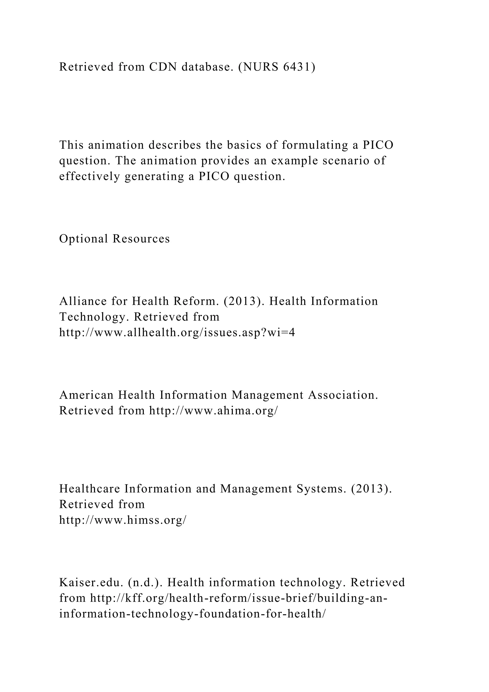Developing PICO QuestionsDetermining the topic of an evaluation .docx