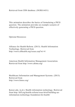 Developing PICO QuestionsDetermining the topic of an evaluation .docx