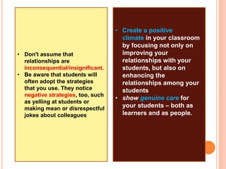 Developing positive relationship with the students | PPTX