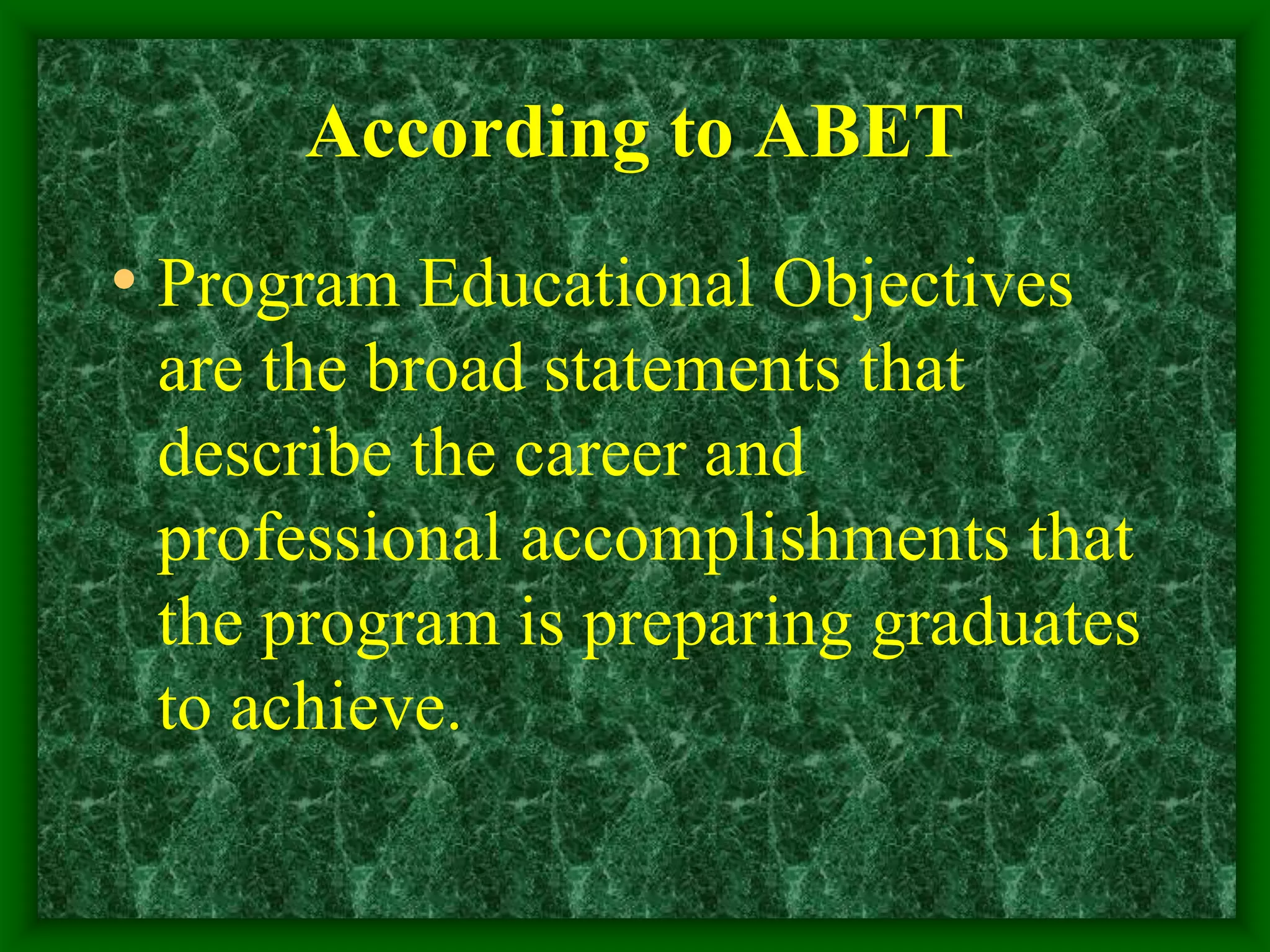 Developing program educational objectives and c os | PPT