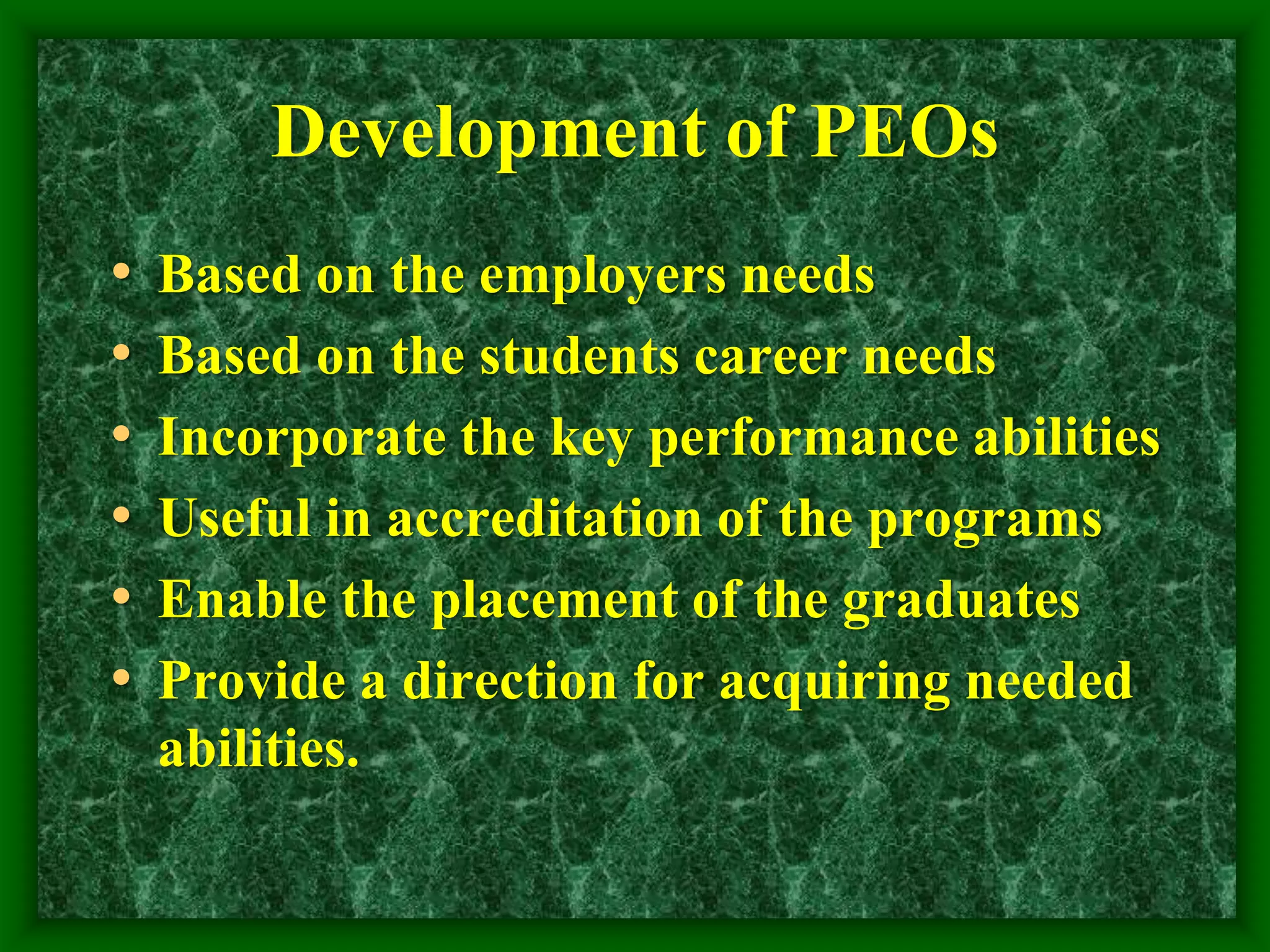 Developing program educational objectives and c os | PPT