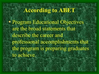 Developing program educational objectives and c os | PPT