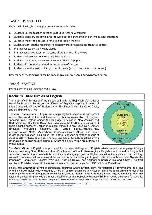 AFL7020 Language Teacher Education, Lecture 8: Developing reading skills | DOCX | Education