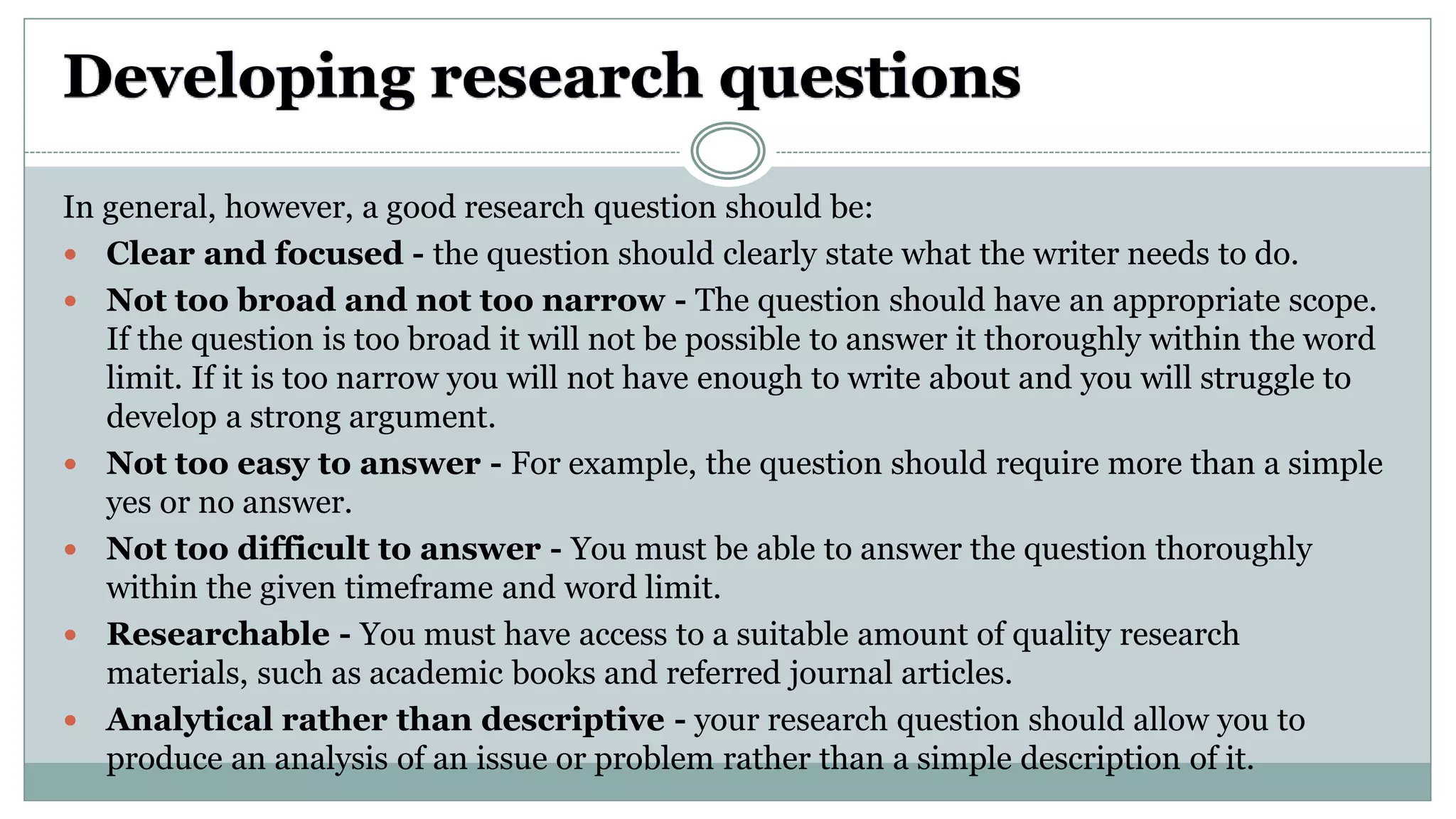 Developing Research Question | PPTX
