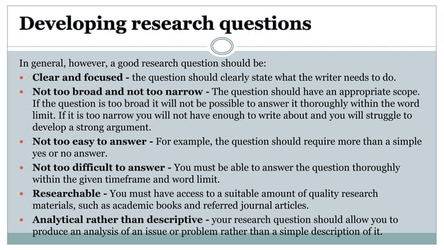 Developing Research Question | PPTX | Educational Assessment | Education