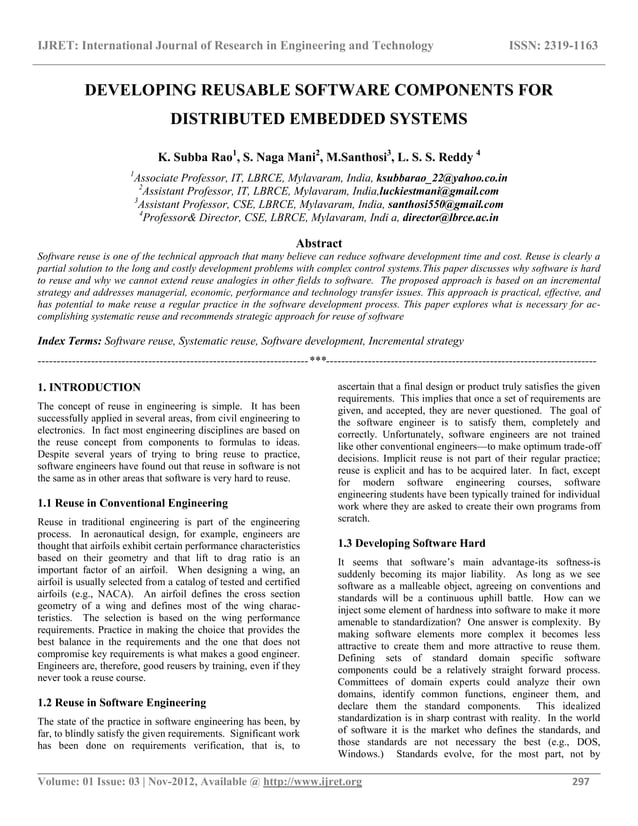 Developing reusable software components for distributed embedded systems | PDF