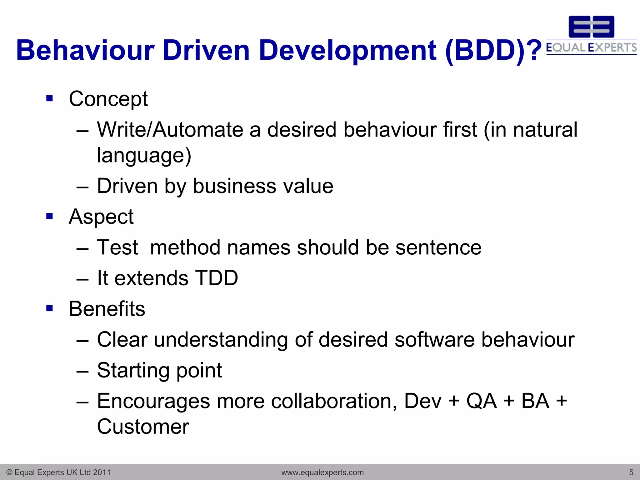 Applying BDD/TDD practices, using Jasmine.js