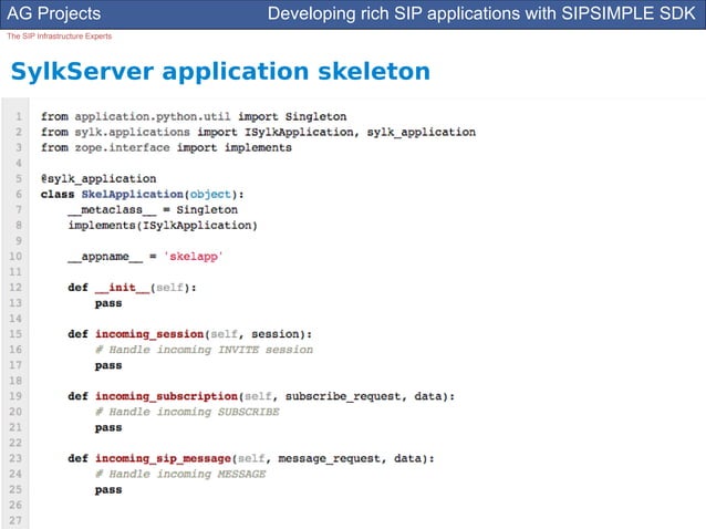 Developing rich SIP applications with SIPSIMPLE SDK | PPT