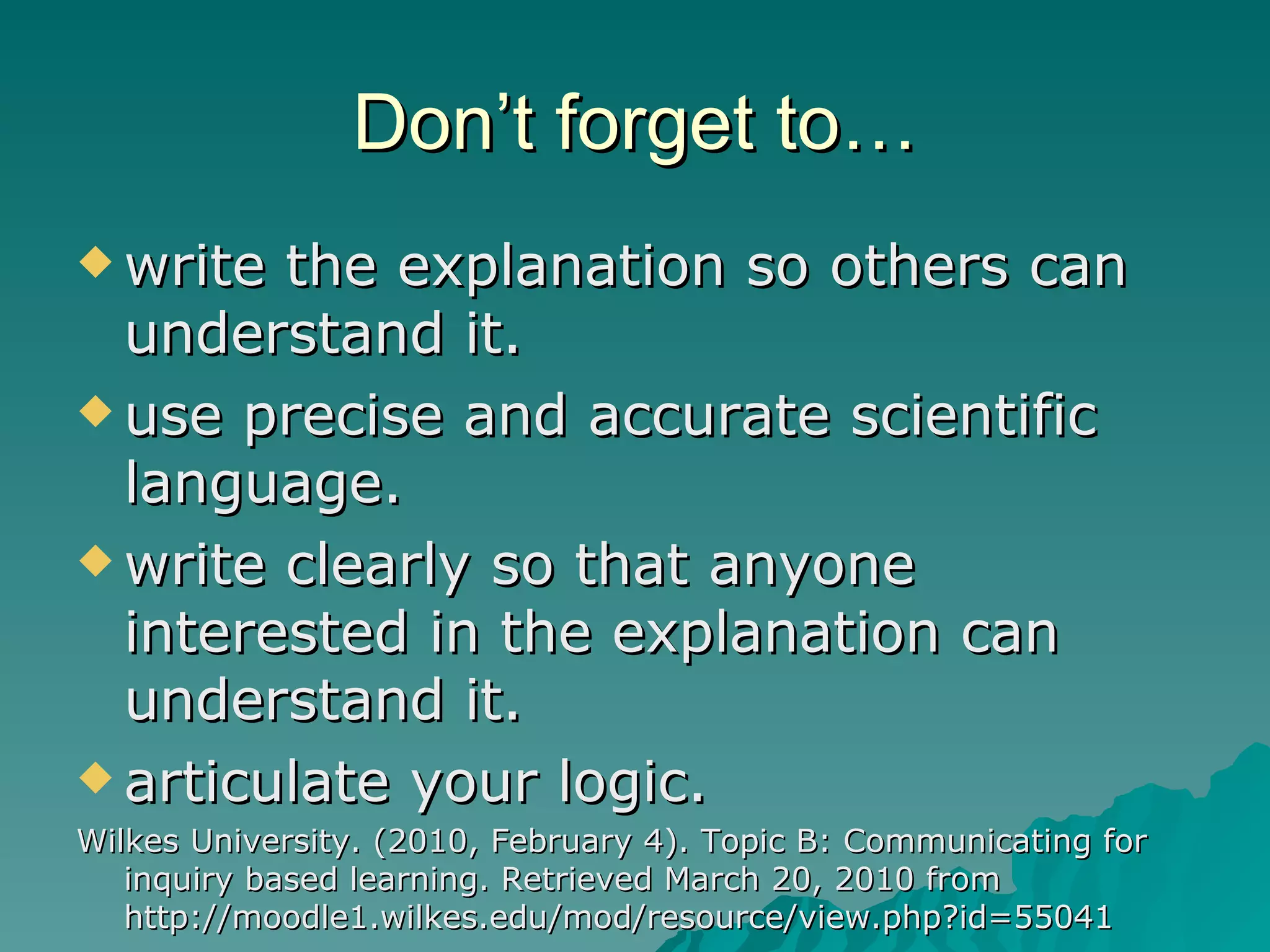 Developing Scientific Explanations | PPT | Science