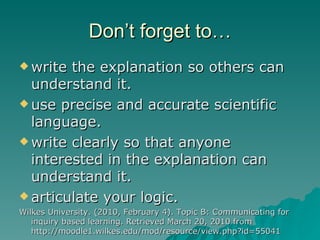 Developing Scientific Explanations | PPT | Science