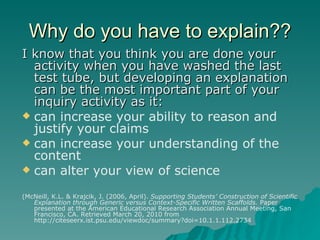 Developing Scientific Explanations | PPT | Science