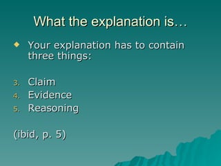 Developing Scientific Explanations | PPT