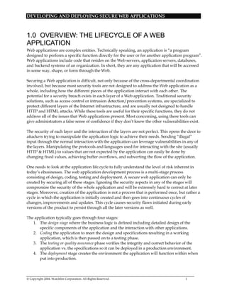 Developingsecurewebappswatchfire | PDF | Computer Software and Applications | Computing