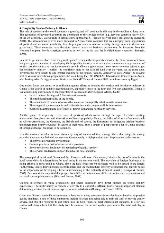 Developing service delivery standards for the hospitality industry in ...