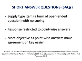 Developing short answer questions (sa qs) | PPTX