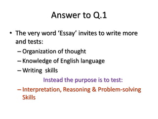 Developing short answer questions (sa qs) | PPTX