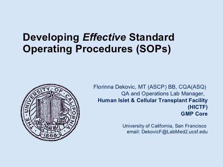 Developing Effective Standard Operating Procedures