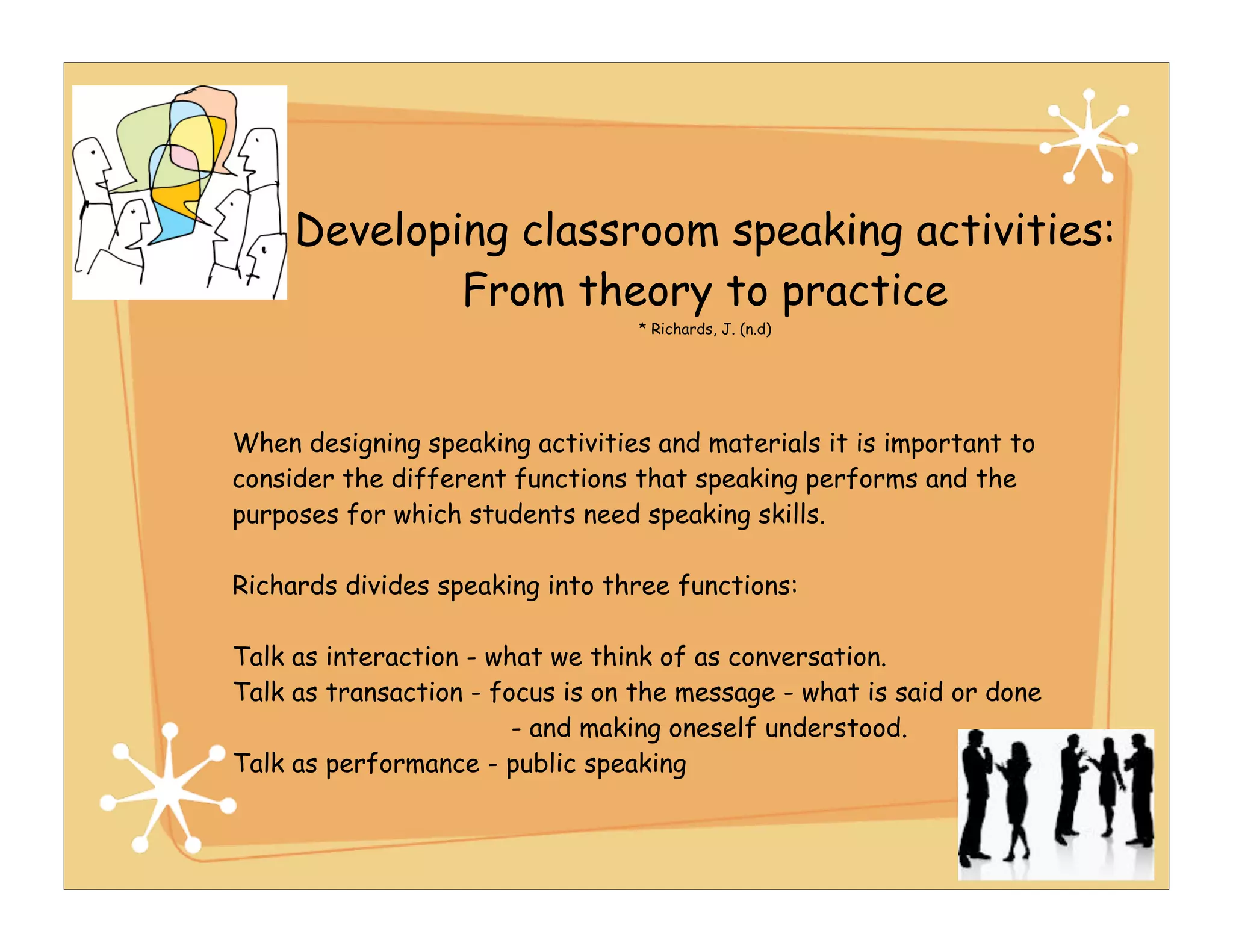 Developing speaking activities | PDF