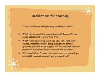 Developing speaking activities | PDF