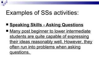 Developing speaking skills in the y ls classroom ppt | PPT