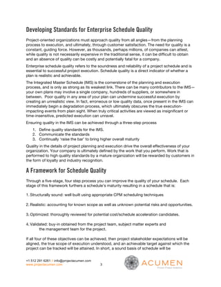 Developing Standards for Enterprise Schedule Quality | PDF