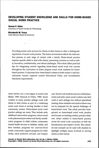 Developing student knowledge and skills for home-based social work ...