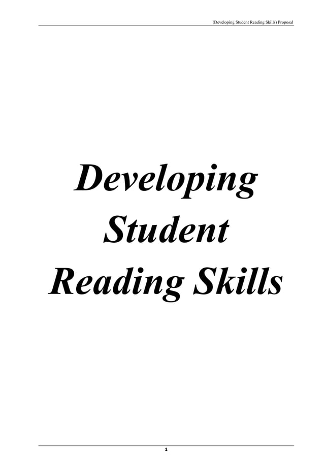 Developing Student Reading Skills Proposal | DOCX