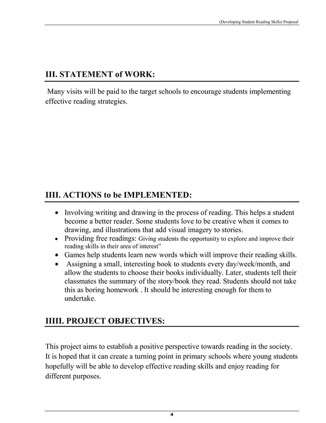 Developing Student Reading Skills Proposal | DOCX