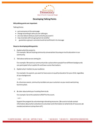 Developing Talking Points Handout | PDF