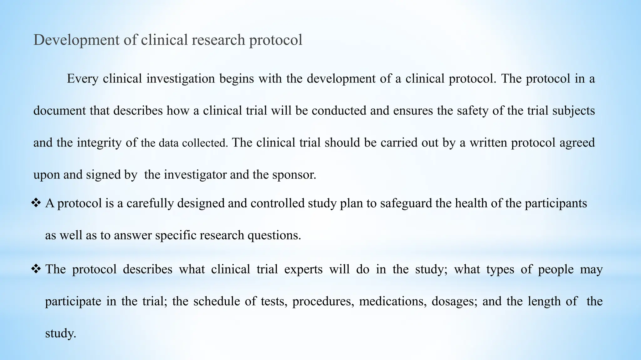 DEVELOPING THE CLINICAL TRIAL PROTOCOL | PPT | PPTX